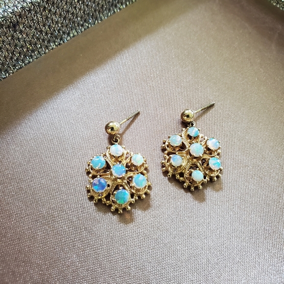 Jewelry | Vintage 14k Gold Australian Opal Earrings | Poshmark